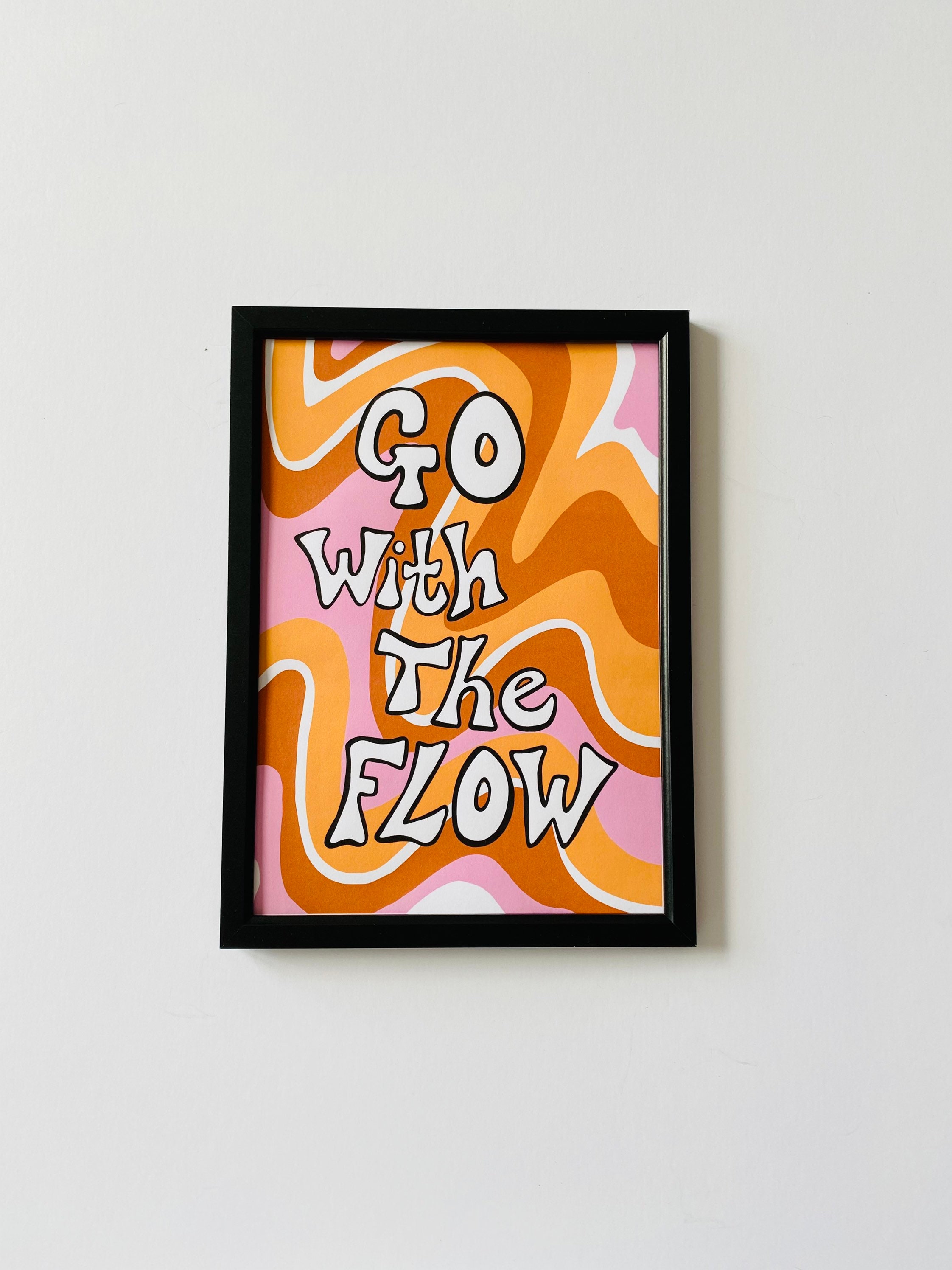 Go With the Flow Retro Inspired Art Print | Hippie Indie Aesthetic Wall ...