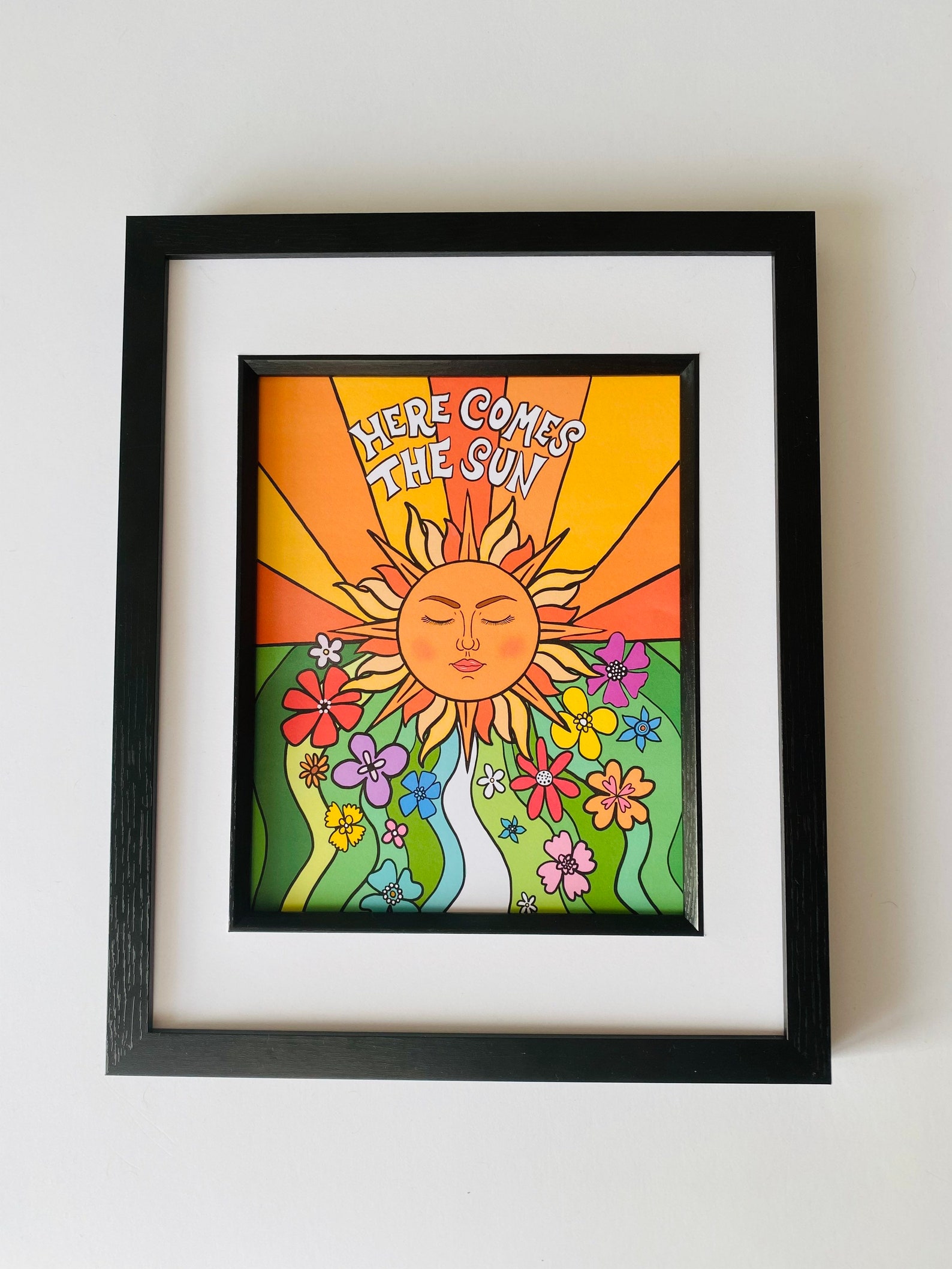 The Beatles Here Comes The Sun Art Print Retro Wall Art | Etsy