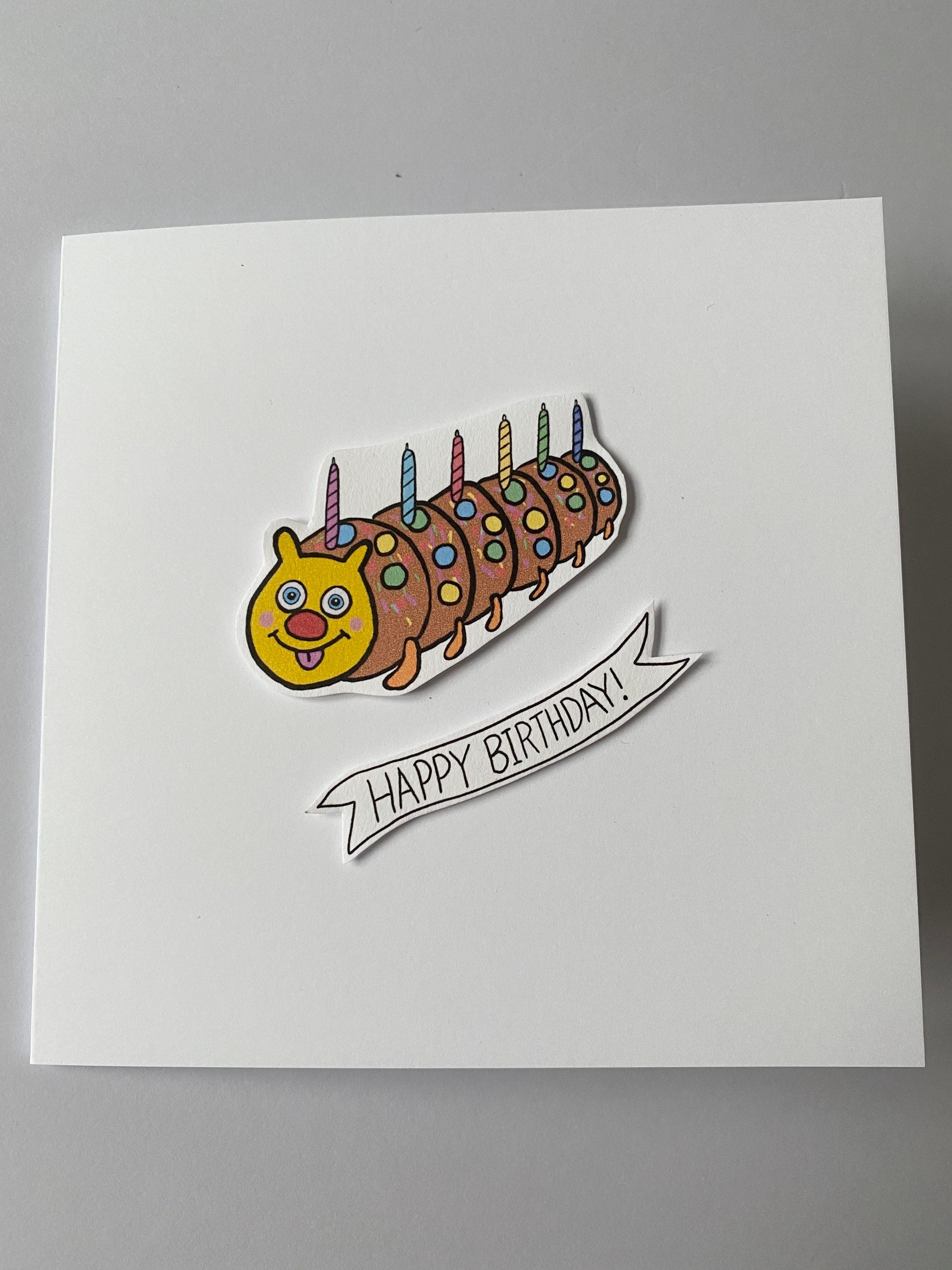 Caterpillar Cake Birthday Card Handmade Caterpillar Card | Etsy UK