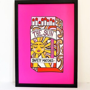 The Sun Match Box Art Print, Retro Sun Art Poster, Vintage Wall Art ...