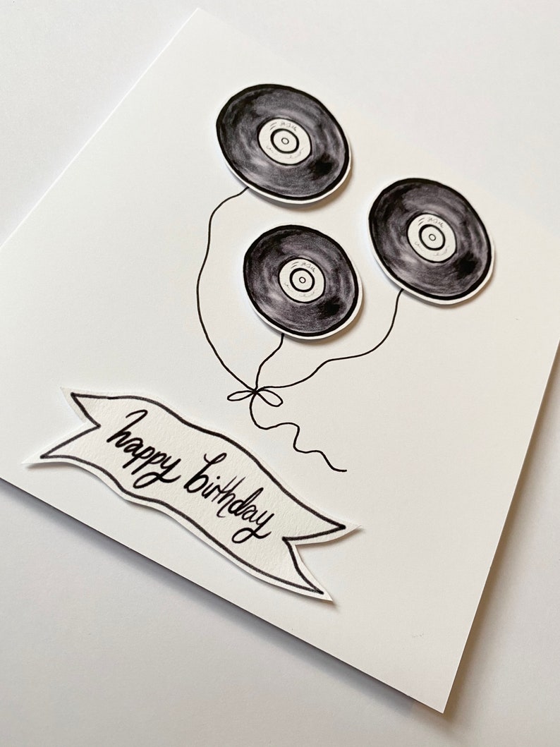 Vinyl Record Birthday Card Music Lover Card DJ Card | Etsy