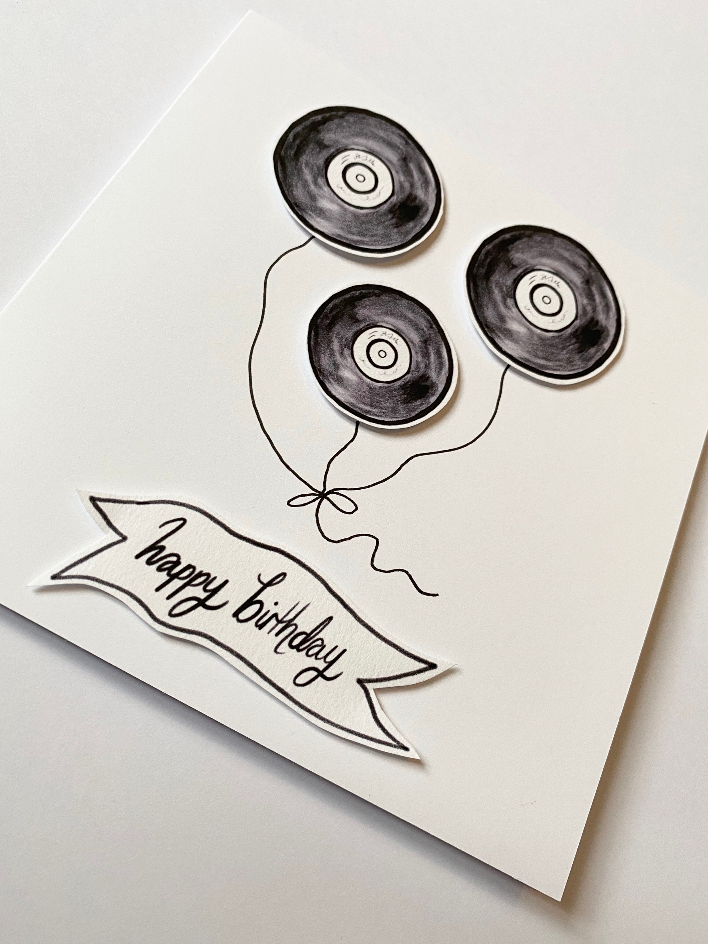 Vinyl Record Birthday Card Music Lover Card DJ Card | Etsy