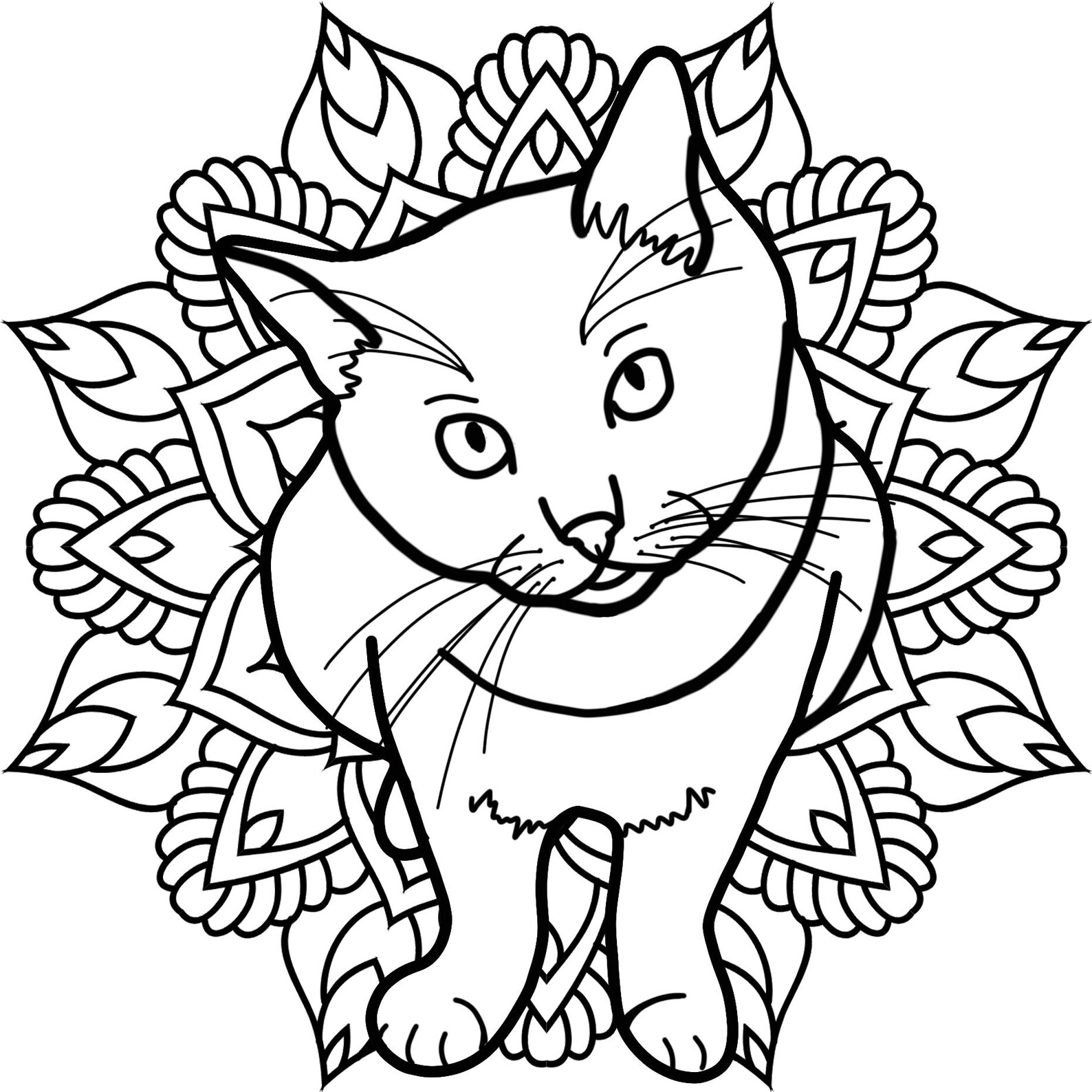 Adult Coloring Page Cat Mandala Instant Download I Printable Coloring ...