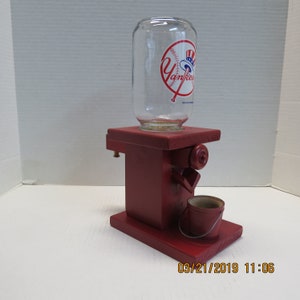 Handmade Wooden Gum Ball / Peanut / Candy Dispenser New York Yankees ...