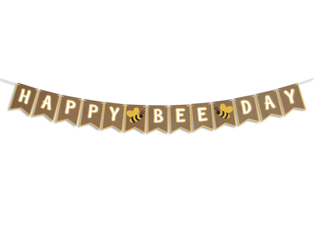 Bee Themed Happy Birthday Banner, Bumblebee Birthday Party, Happy Bee ...