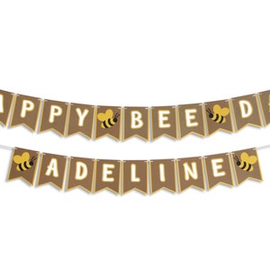 Bee Themed Happy Birthday Banner, Bumblebee Birthday Party, Happy Bee ...