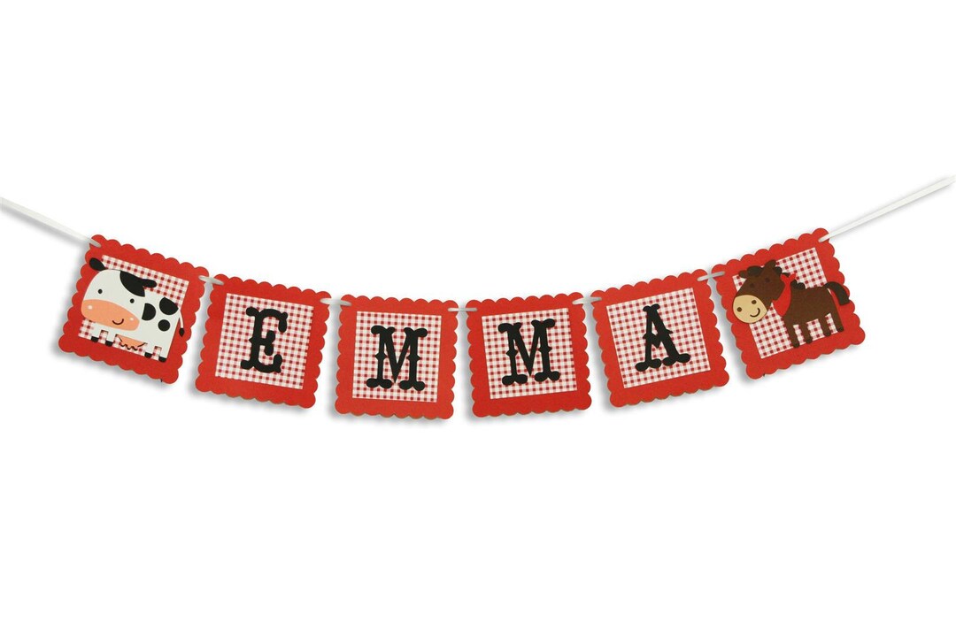 Barnyard / Farm Themed Birthday Party Name Banner Farm / - Etsy