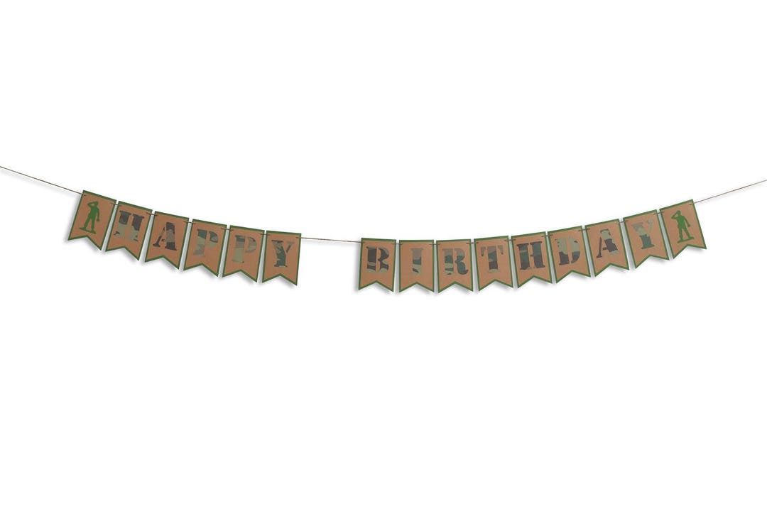 Army Themed Happy Birthday Banner, Army Birthday Party, Camo Birthday ...