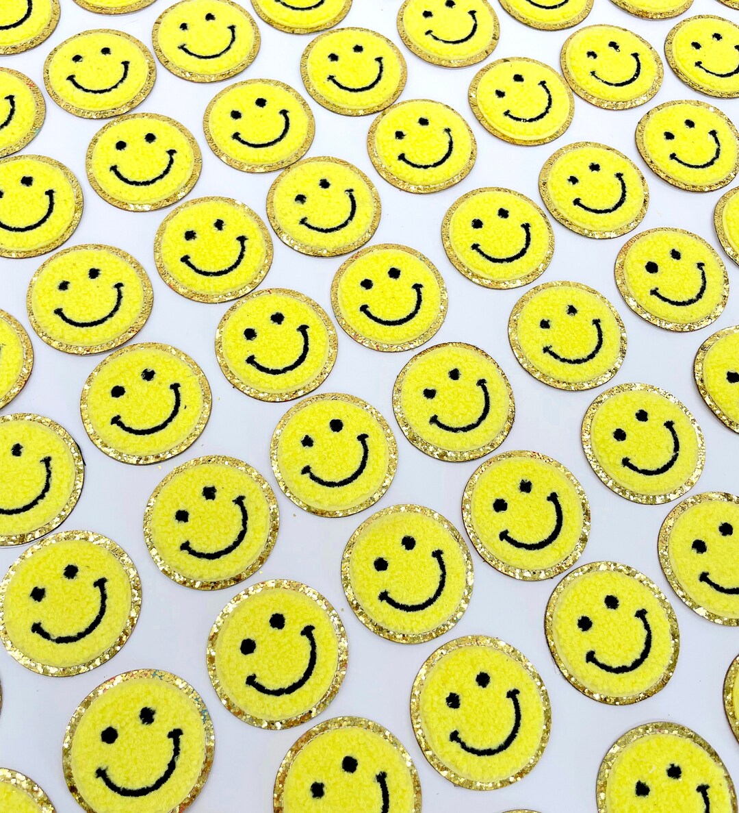 Yellow Adhesive Smiley Face, Smiley Face, Sticker, Patches, Chenille ...