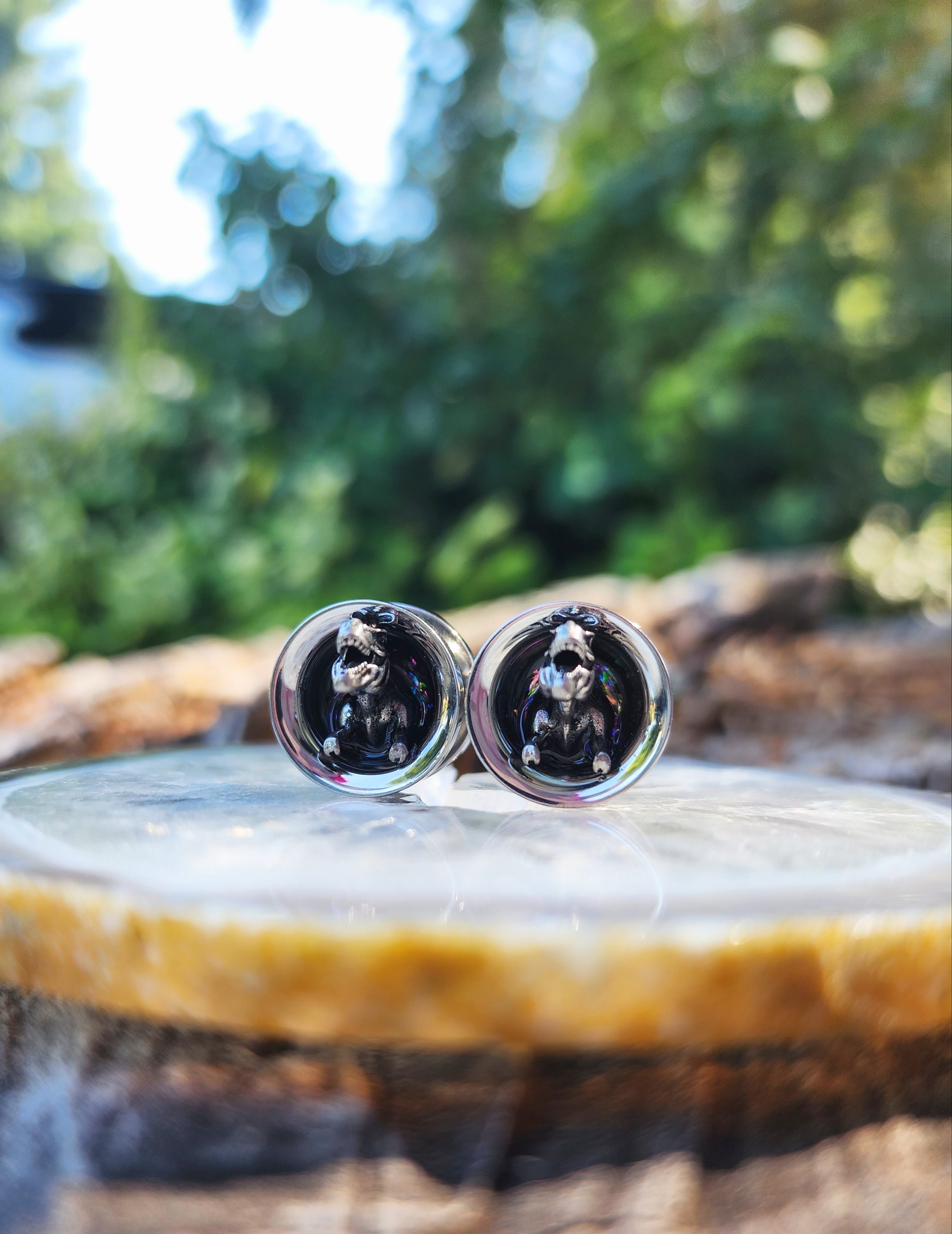 3D T-rex Dinosaur Plugs: Handmade Resin Ear Gauges - Etsy