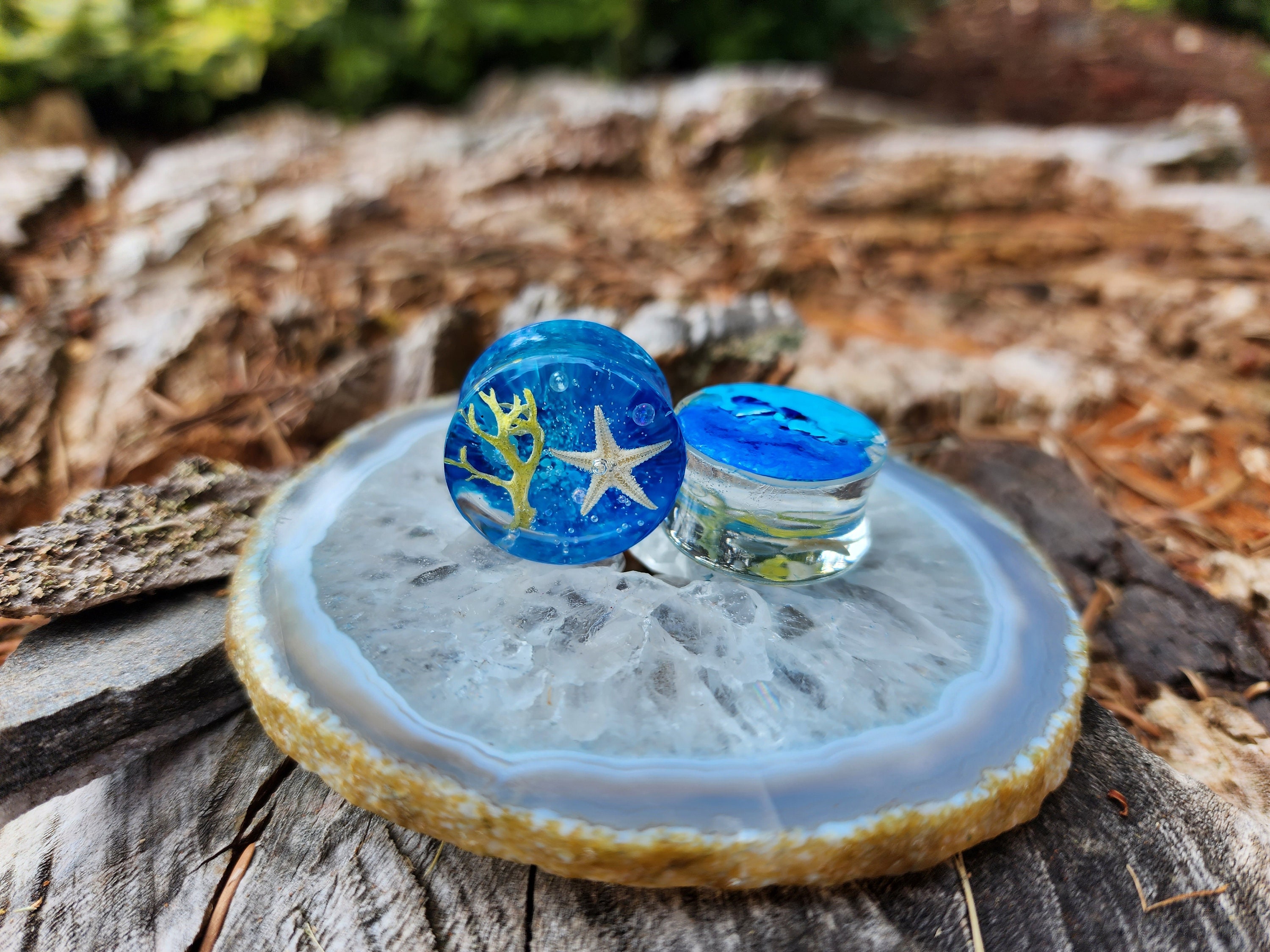 Handmade Ocean Resin Plugs, Starfish and Seahorse Ear Gauges - Etsy