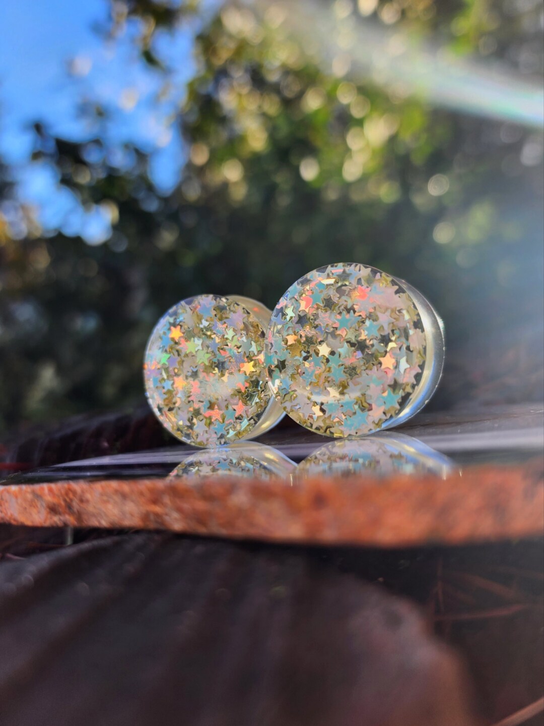 Holographic Star Resin Plugs: Color Changing Ear Gauges - Etsy