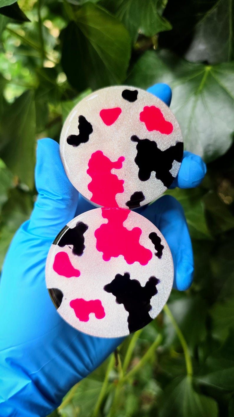 Cow Print Resin Plugs: Handmade Double Flare Gauges - Etsy