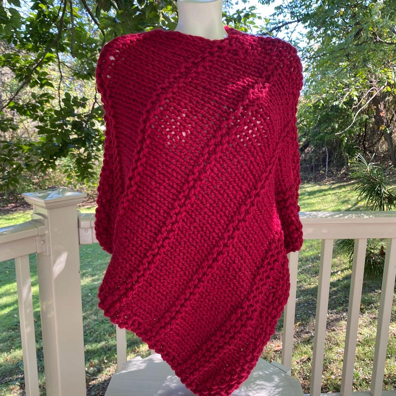 Hand Knit Poncho - Etsy