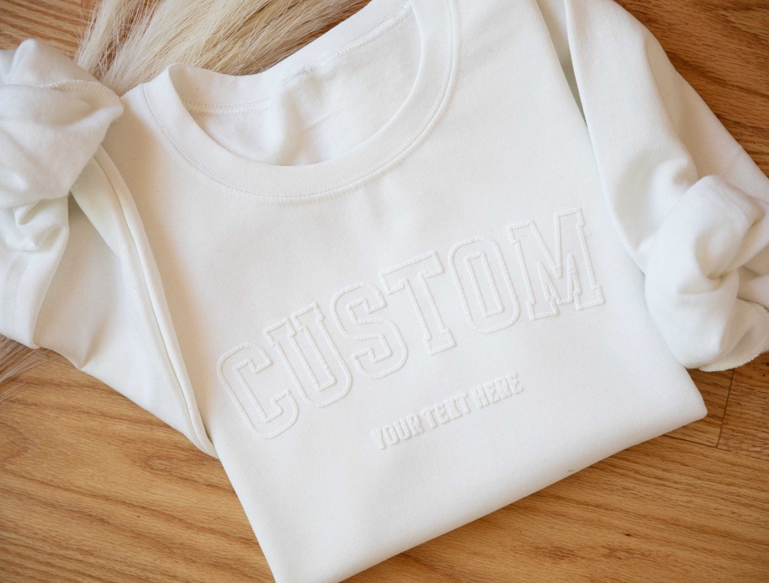 Custom Varsity Crewneck Sweatshirt, Personalized Embossed Sweater ...