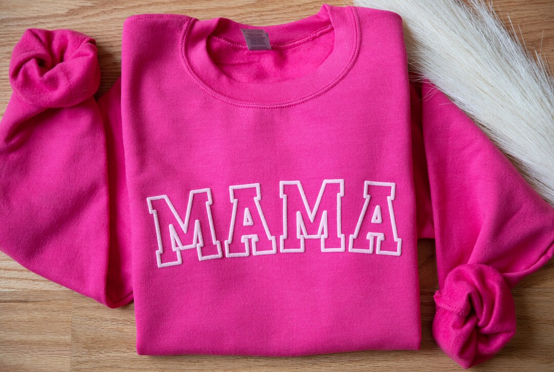 Neon Puff Pink Sweatshirt, Hot Pink Mom, Mama Sweatshirt, Mothers Day ...
