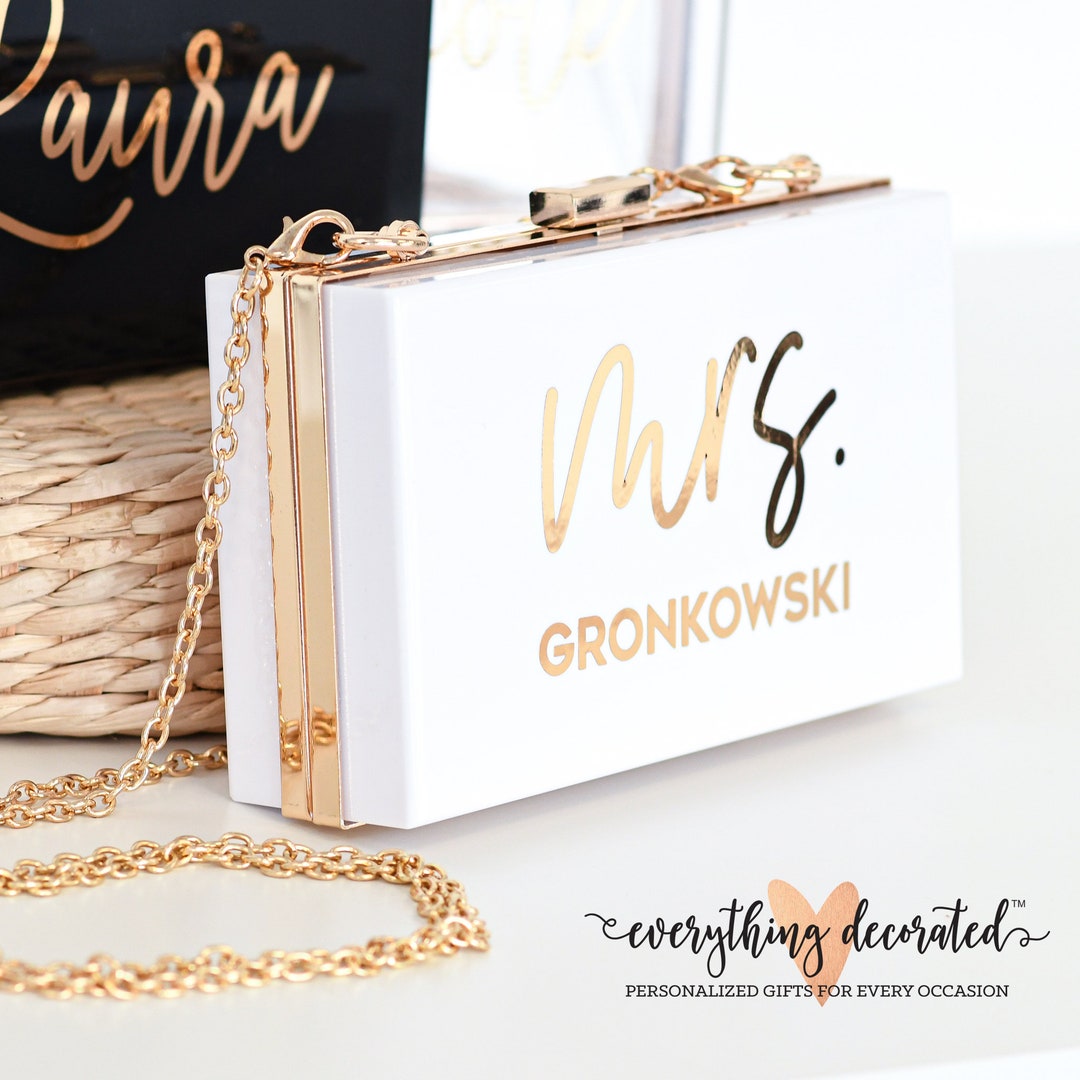 Mrs Purse Bride Clutch Honeymoon Purse for Wedding Bridal Clutch Custom ...