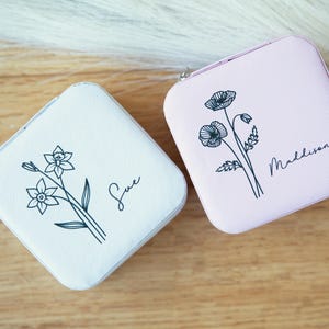 Personalized Travel Jewelry Box, Small Square Earring Organizer ...