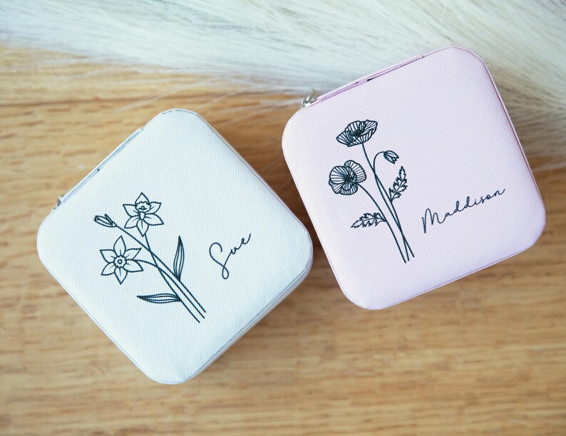 Personalized Travel Jewelry Box, Small Square Earring Organizer ...