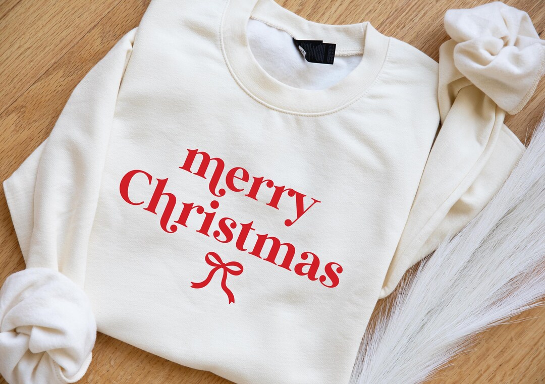 Embossed Merry Shirt Christmas Sweatshirt Christmas Sweatshirt: Merry ...
