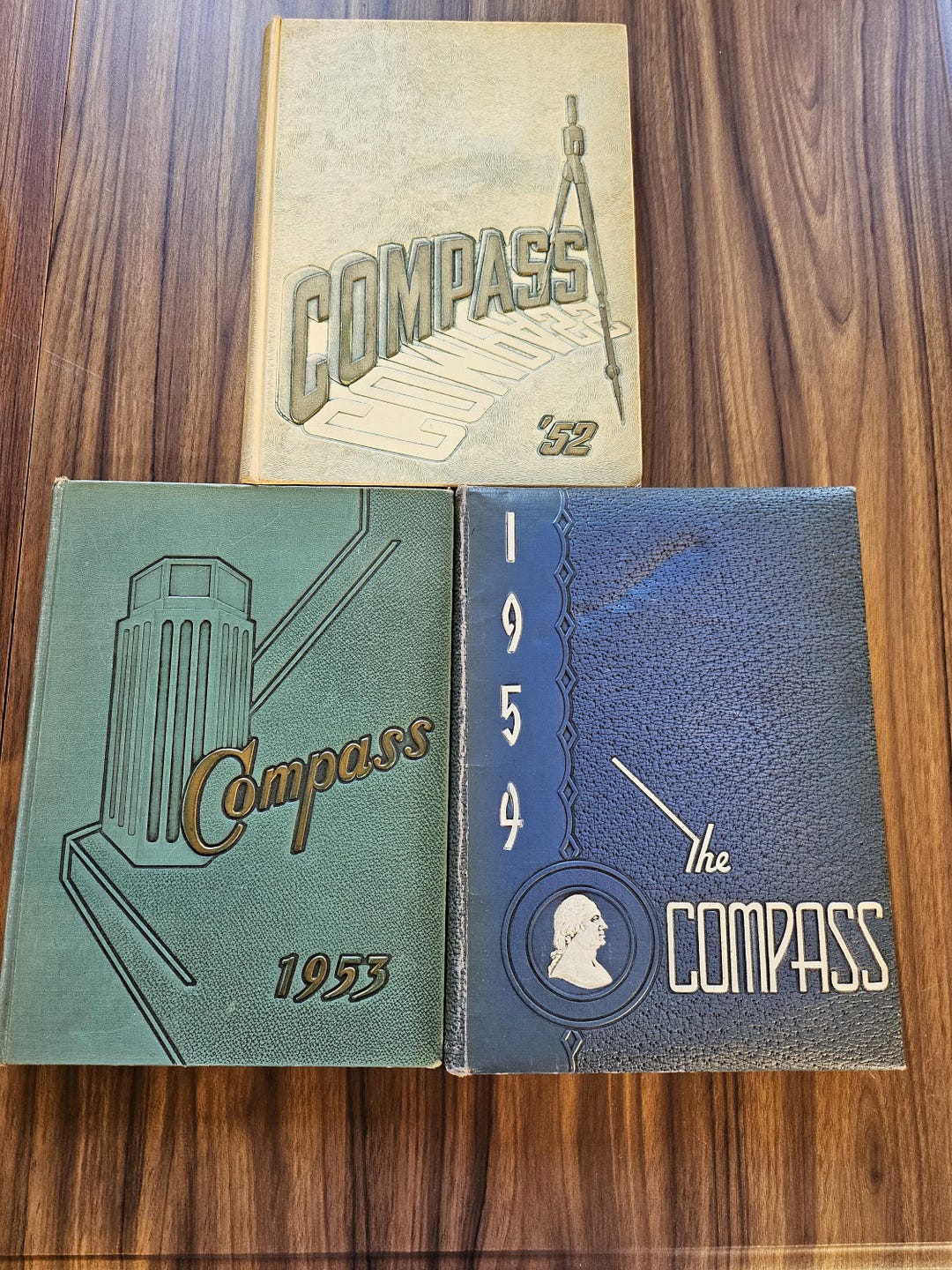 3 Vintage Year Books Compass 1952 1953 1954 George Washington High ...