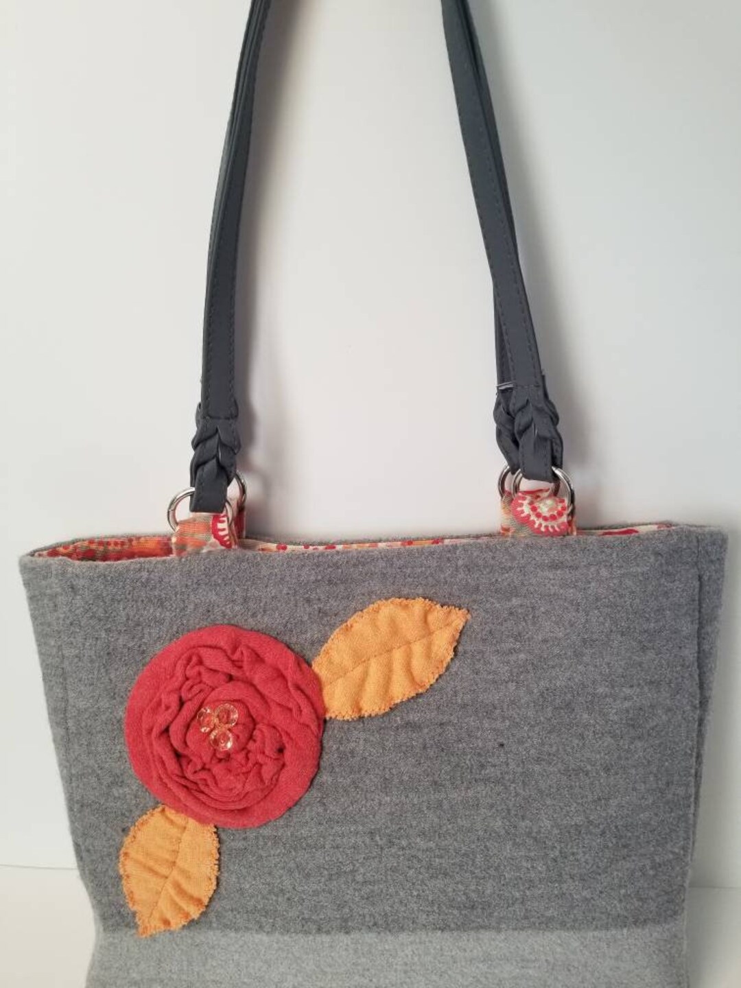 Upcycled Sweater, Wool Purse, Wood Handles, One-of-a-kind k - Etsy