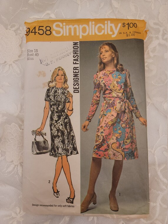Vintage Simplicity 1971 Pattern 9458 - Etsy