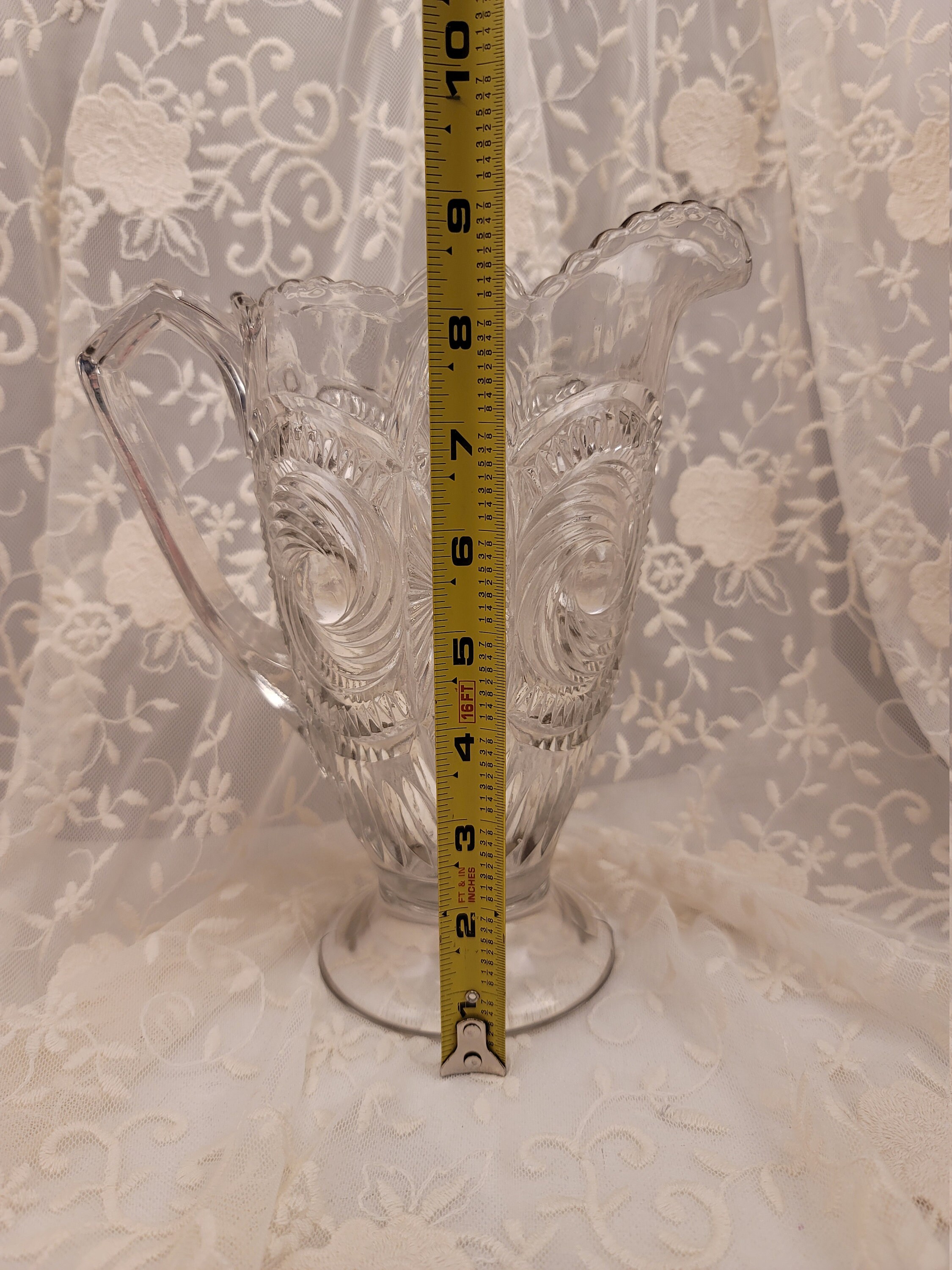 Antique 1800s EAPG Swirled Bullseye Pressed Glass Pitcher - Etsy