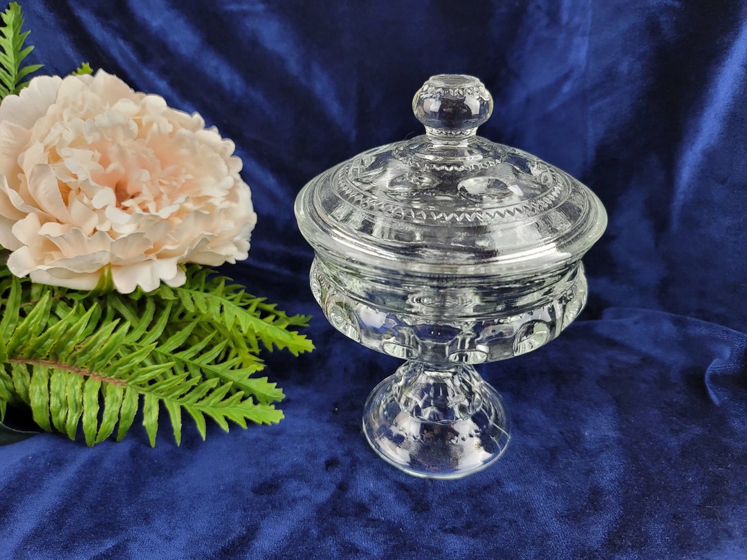 Vintage Indiana Colony Glass King's Crown Clear Compote With Lid ...