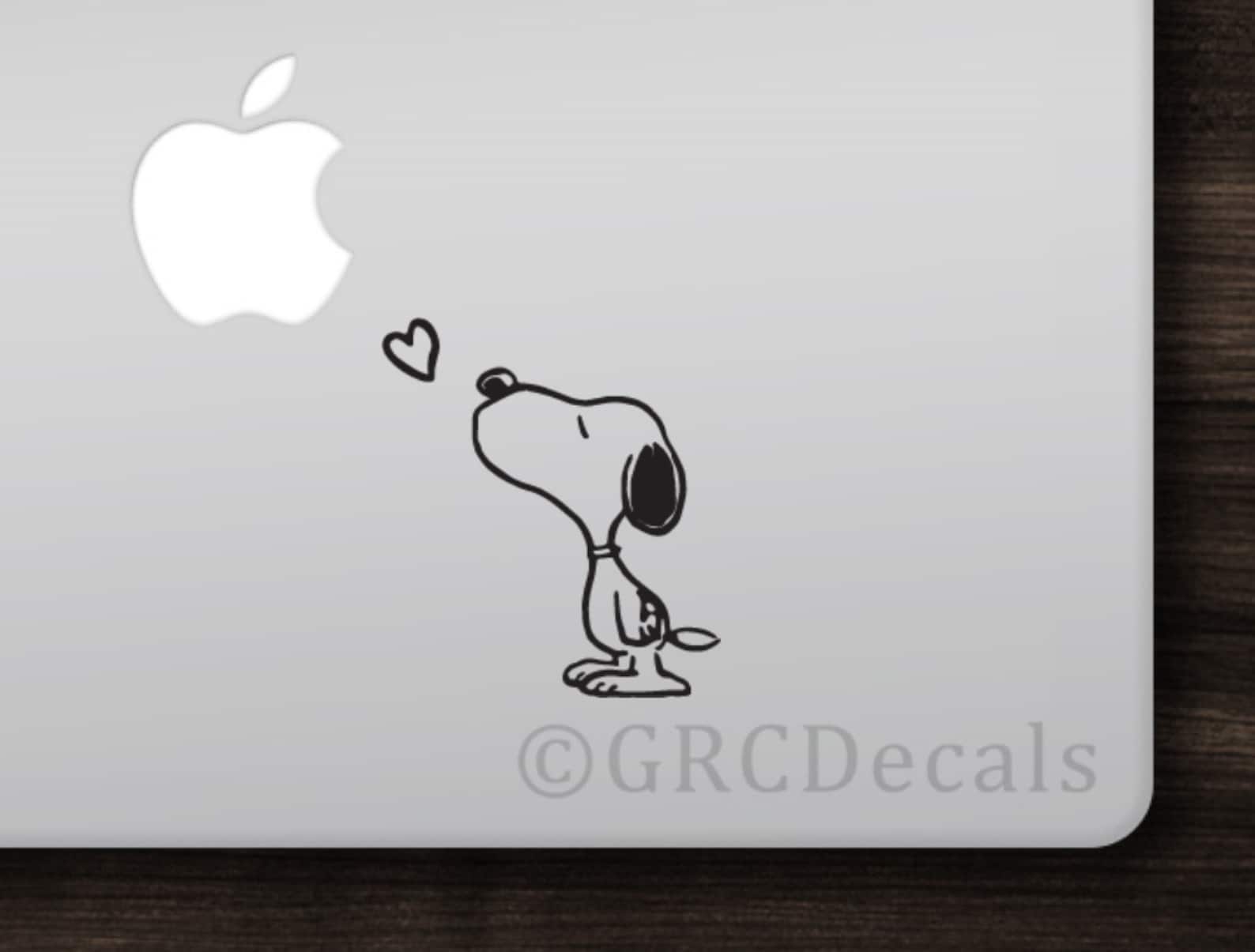 Snoopy Blowing Kisses Decal Bumper Sticker Mac Apple Logo | Etsy