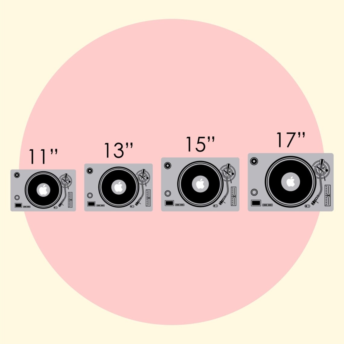 DJ Turntable - Mac Apple Logo Cover Laptop Vinyl Decal Sticker MacBook ...