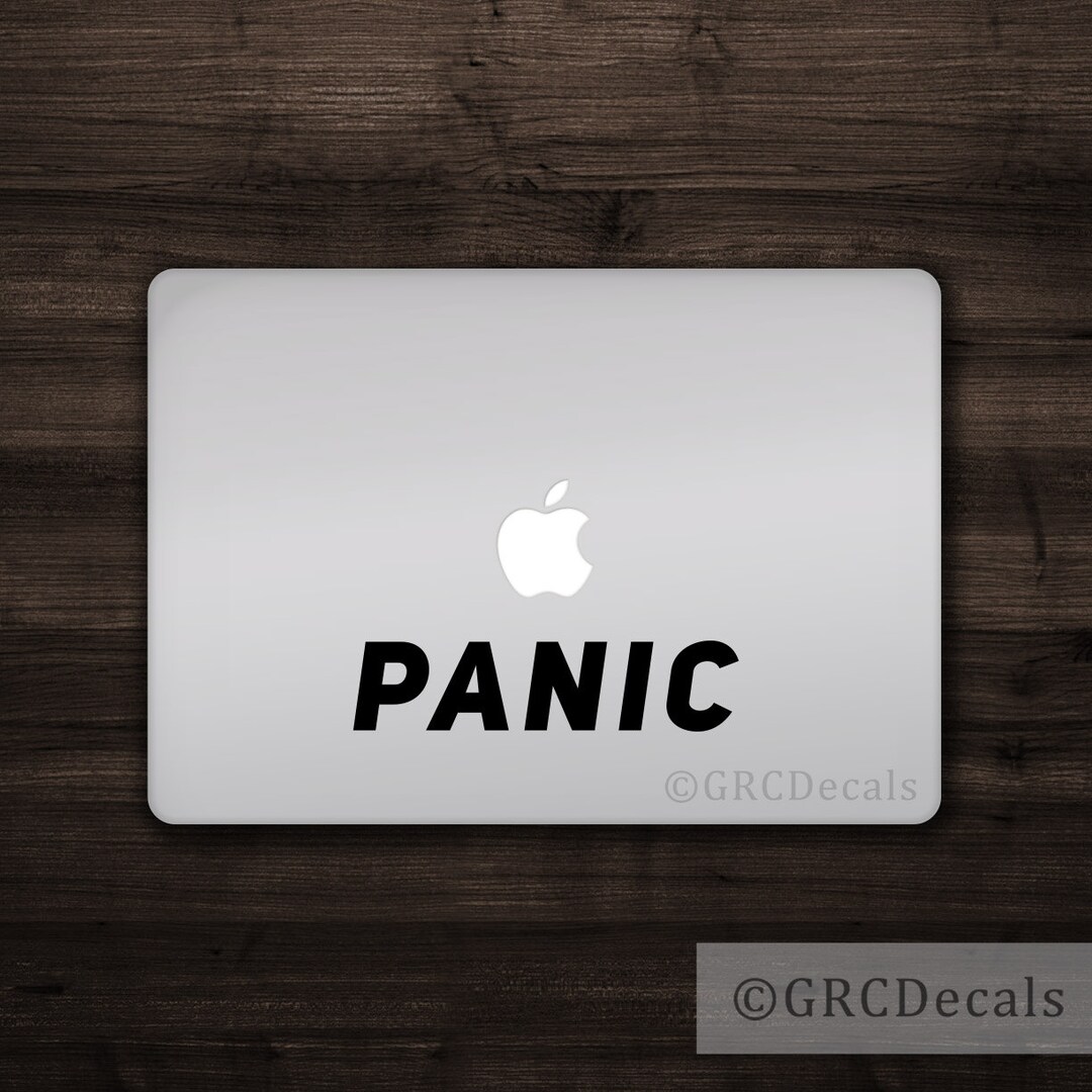Panic Decal Mac Apple Logo Cover Laptop Vinyl Decal Sticker MacBook Decal Unique Grunge Bumper ...