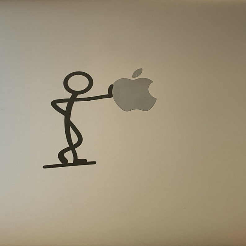 Stick Figure Leaning Mac Apple Logo Cover Laptop Vinyl Decal - Etsy