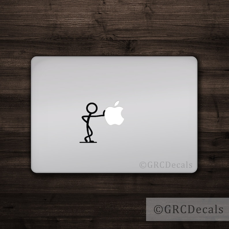 Stick Figure Leaning Mac Apple Logo Cover Laptop Vinyl Decal - Etsy