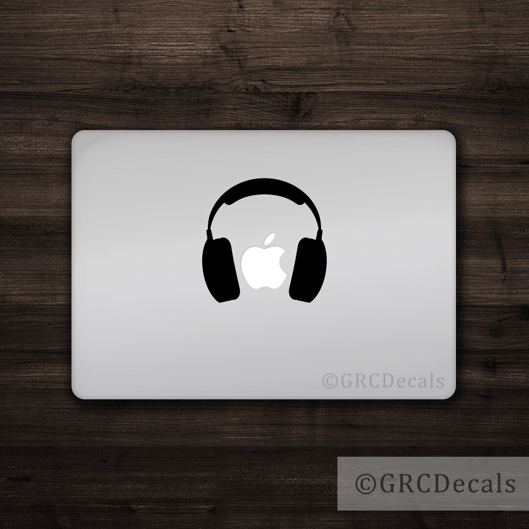 Headphones Decal Mac Apple Logo Cover Laptop Vinyl Decal Sticker ...