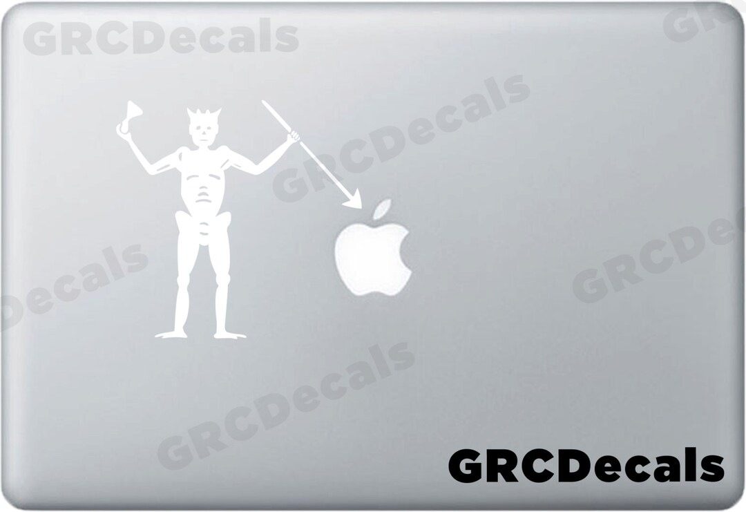 Blackbeard Skeleton Decal Mac Apple Logo Cover Laptop Vinyl Decal ...