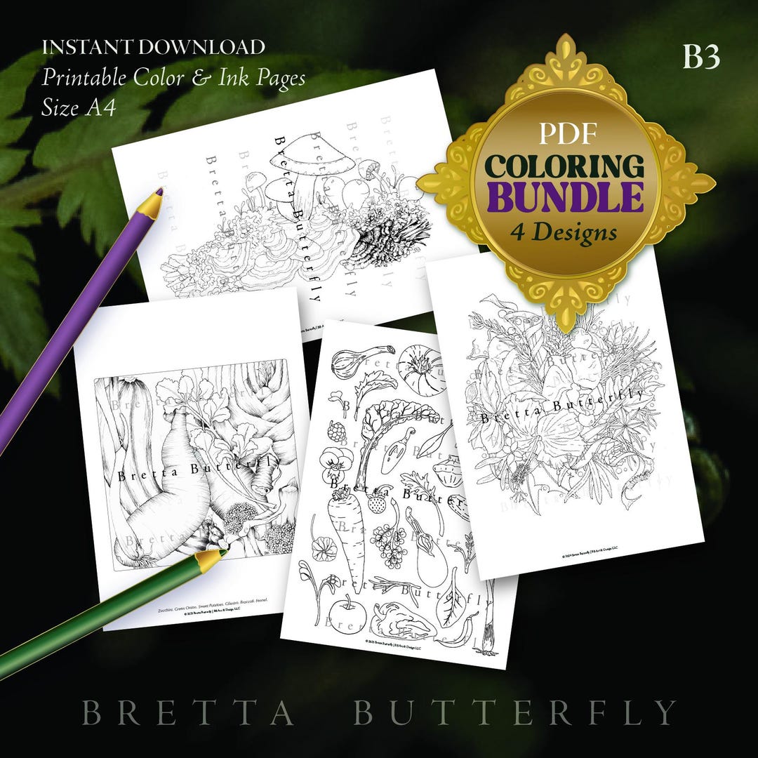 Coloring Bundle 3: Printable Download, PDF, 4 Designs - Etsy