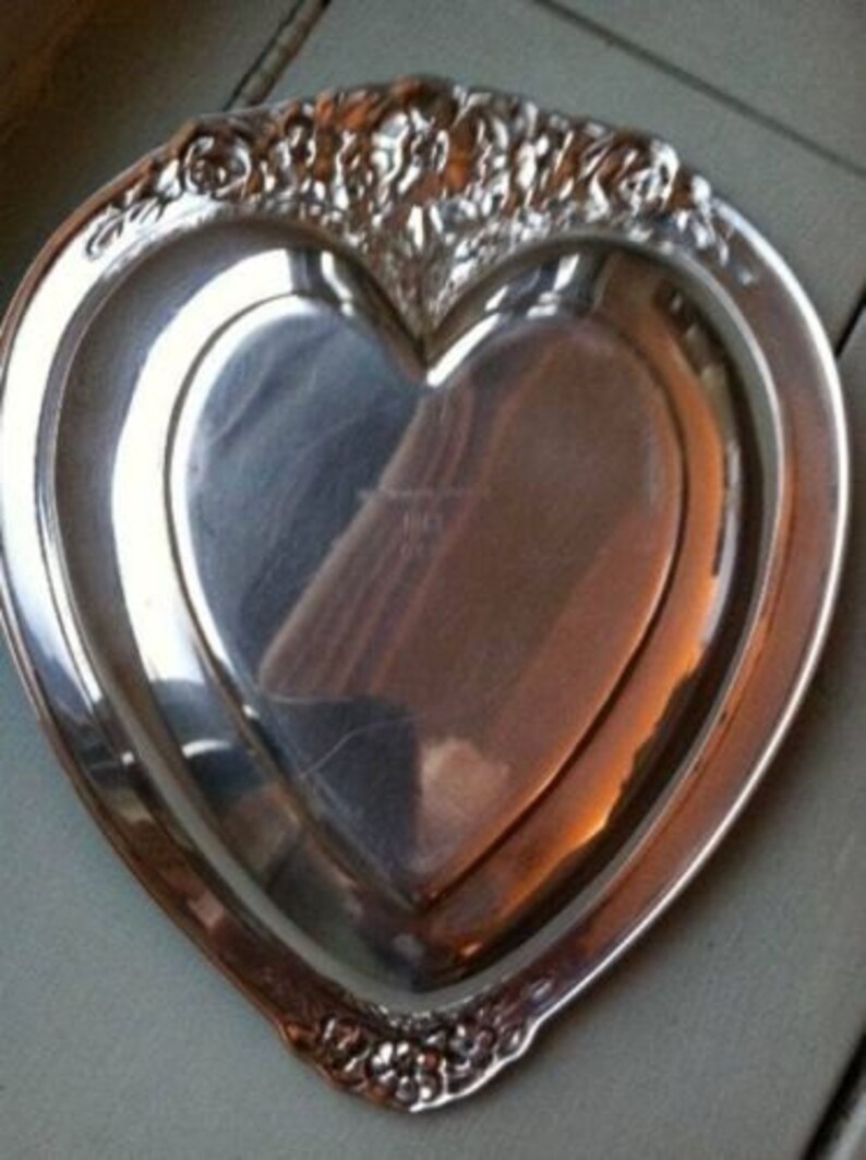 Vintage International Silver Co. Heart Shaped Silverplate Dish - Etsy