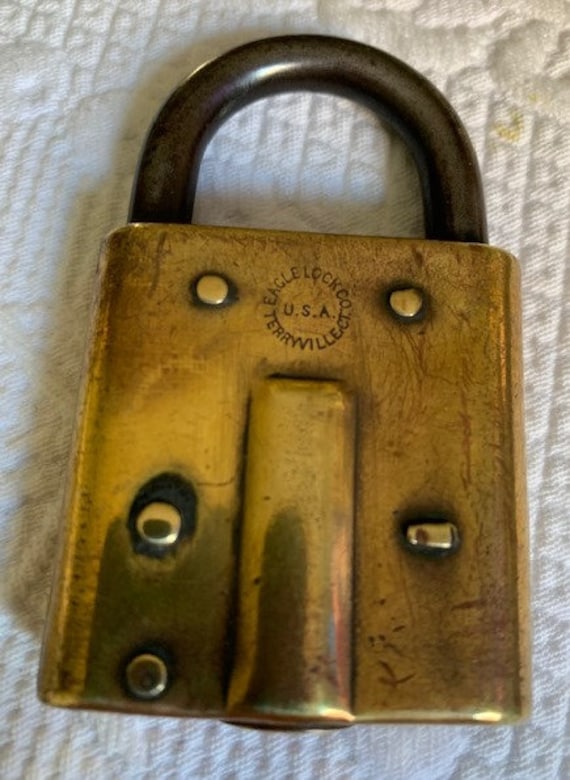 Vintage Very Large Brass Eagle Lock Co. Square Lock | Etsy