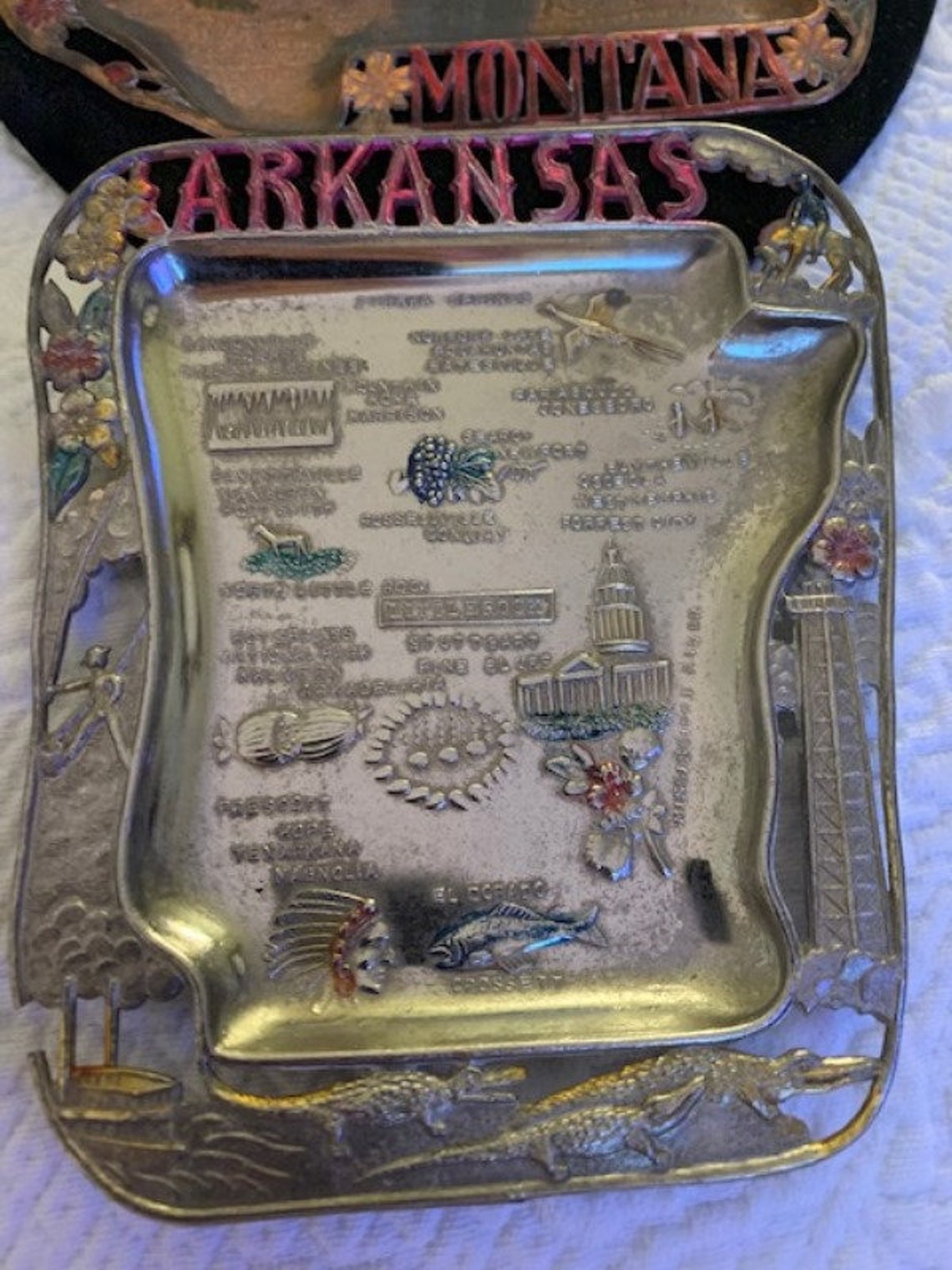 Vintage Souvenir State Metal Ashtrays Group of 3 Made In Japan | Etsy