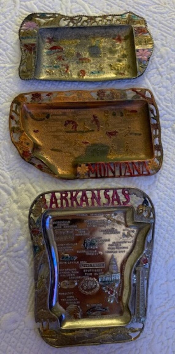 Vintage Souvenir State Metal Ashtrays Group of 3 Made in Japan - Etsy