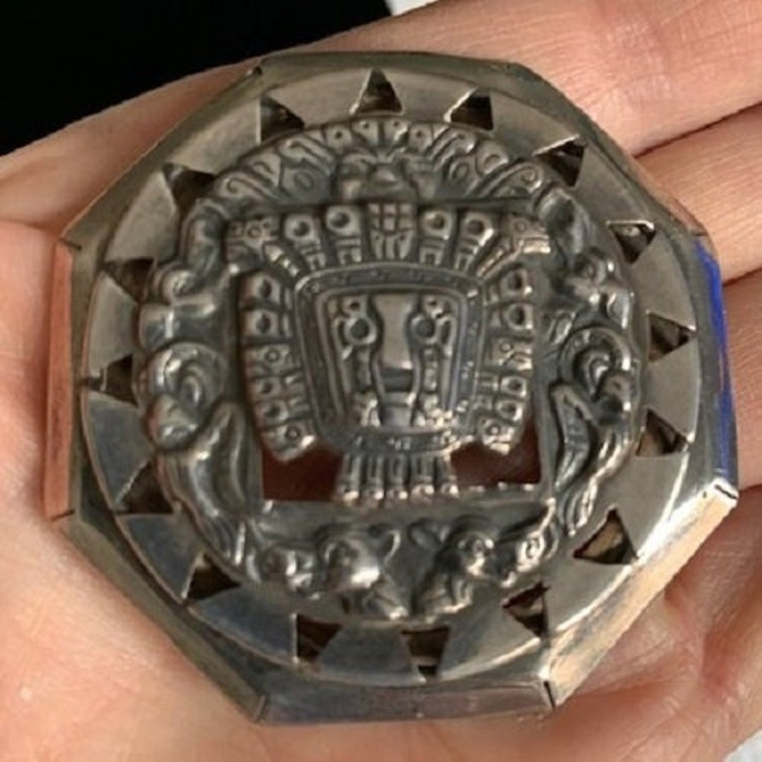 Vintage Peruvian Sterling Silver Brooch and Pendant With Inca Imagery ...