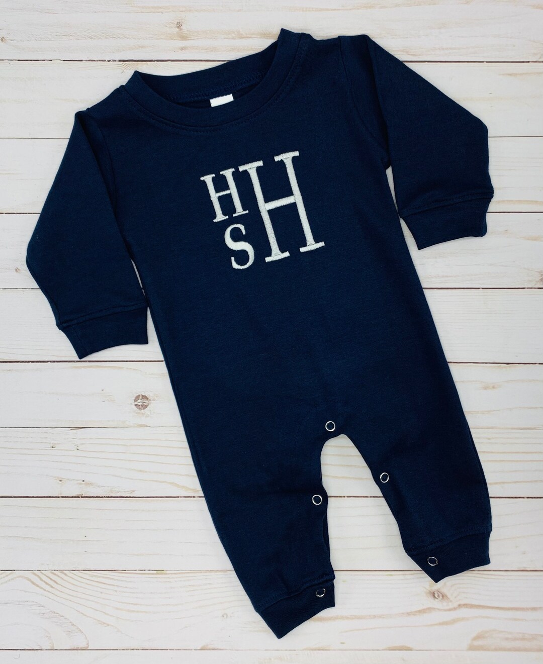 Personalized Baby, Navy Blue Monogrammed Romper, Baby Shower Gift, Baby ...