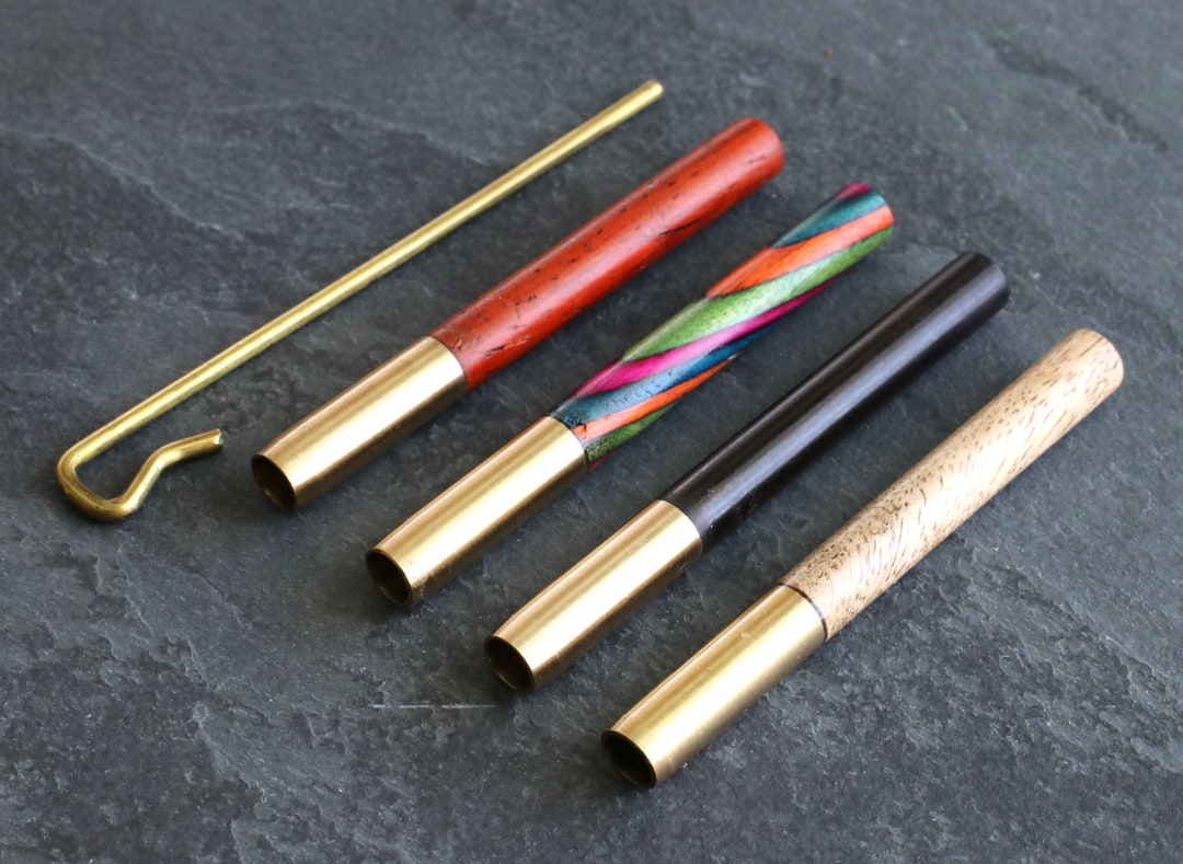 3 Colorful Handcrafted Brass One Hitter Pipes-wood Covered Quality ...