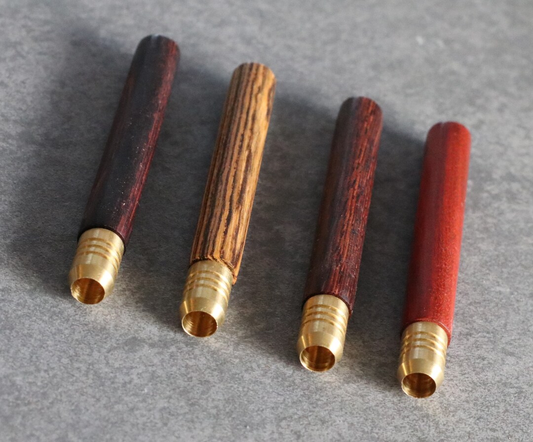 3 Exotic Wood One Hitter Pipes Crafted Hardwood Pipe With Brass Bowl - Etsy