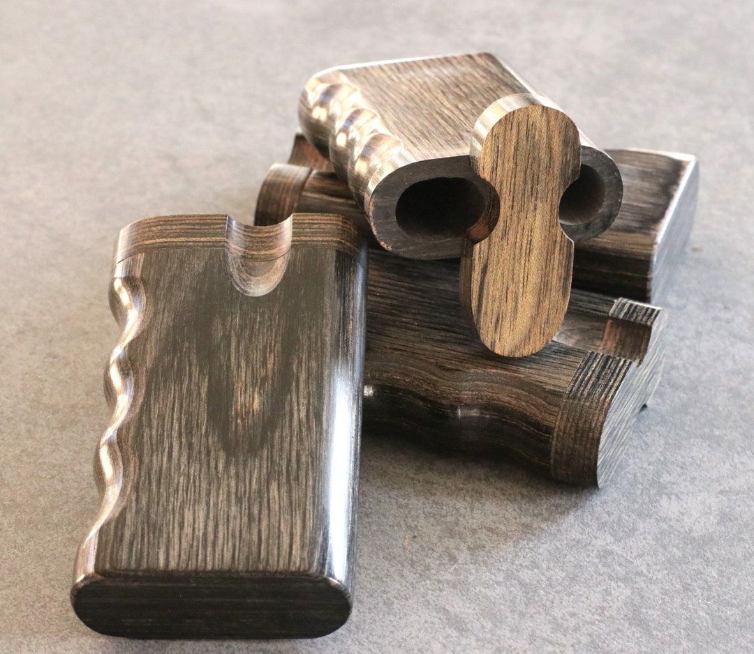 Handcrafted Charcoal Diamond Wood Dugout & Brass One Hitter Pipe-snap ...