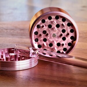 The Pink Collection- Pink 2.5" Herb Grinder & 4" Pink Glass Multi ...