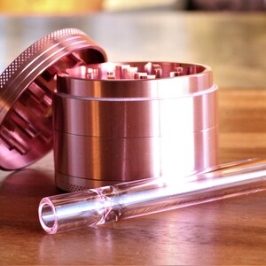 The Pink Collection- Pink 2.5" Herb Grinder & 4" Pink Glass Multi ...