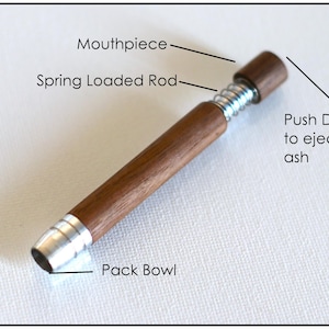 2 & 3 Spring Loaded Walnut One Hitter Self Ejection Cleaning System ...