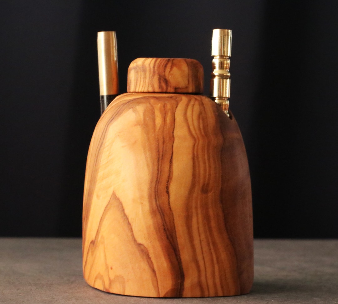 Olive Wood Tabletop Dugout- One Hitter Stash Box- SMALL 3.5"- Smoker's ...
